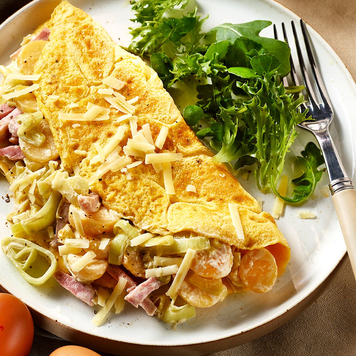 how to cook omelette with cheese and ham
